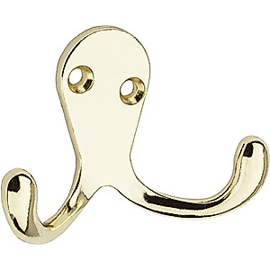 National Hardware N199-224 V163 Double Clothes Hooks in Brass, 2 pack