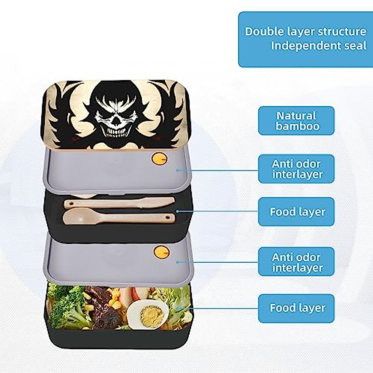 Devil Satan Adult Lunch Box, Bento Box, With Cutlery Set Of 3, 2 Compartments, Rectangular, Lunch Box For Adults