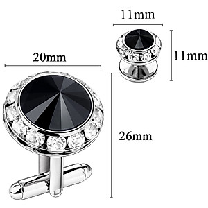 AMITER Crystal Cufflinks and Tuxedo Studs for Men, Suitable for Dress Shirt Suit Jacket Vest Bow tie Fashion Accessories, Gift for Men or DAD, Formal Business Wedding Anniversary Jewelry