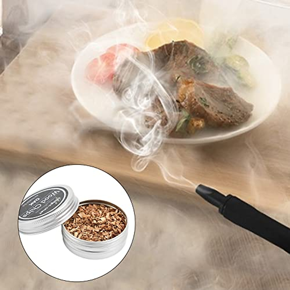 Natual Wood Chips for Smoker, 8 Pack Smoke Infuser Wood Chips, Smoking Wood Chips Cocktail Smoker, Special Flavor Food Cooking Smoking Pine Sawdust for Smoking Gun and BBQ, Charcoal briquettes hi