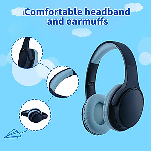YUSONIC Bluetooth Headphones Over Ear, Noise Isolation Wireless Headphone for Teenger Adult Children for Home Travel Office School Phone Music use (Blue)