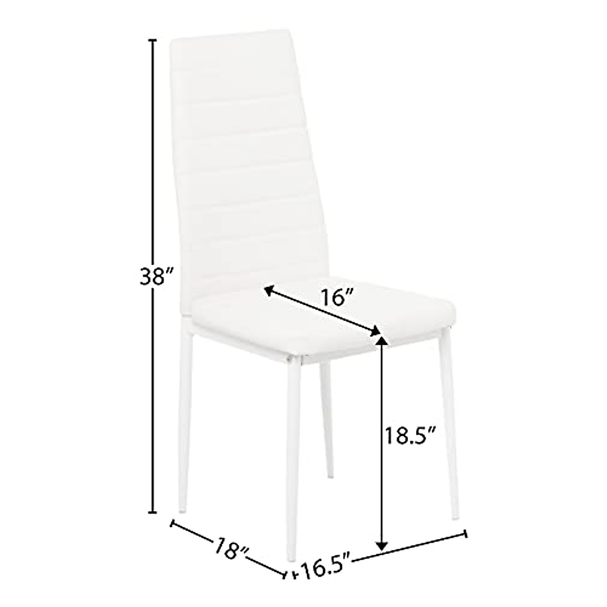 IDS Online Modern Faux Leather with Metal Legs High Back Padded Seat Chair for Kitchen, Dining Living Room, Restaurant, Single, White