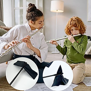 Flute Cleaning Kit Flute Cleaning Rod with 4pcs Flute Cleaning Cloth Flute Cleaning Swabs Flute Polishing Cloth Flute Stick Flute Cleaner Flute Cleaning Tools for Flute maintenance tools, black