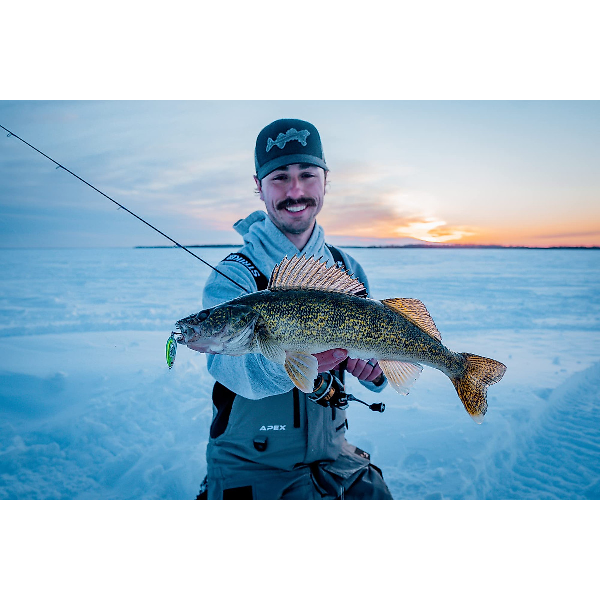 Northland Fishing Tackle Glass Buck-Shot Ice Fishing Jigging Spoon, Glo White, 3/32 Oz for Walleye, Perch, and Crappie