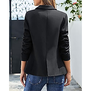 LookbookStore Jackets Casual Blazers for Women Fashion 2023 Black Jacket Suit Notched Lapel Work Office Jacket Suit 2023 Office Clothes Size Medium Women Blazer Size 8 Size 10