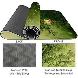 Yoga Mat, Yoga Mats for Home Workout, Workout Mat, Exercise Mats, Pilates Mat, Fairy Tale Green Forest Tree House