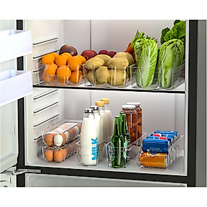Cq acrylic Fridge Organizer,BPA-Free Clear Plastic Refrigerator Organizer Bins with Handle for Cabinet, Kitchen, Countertops, Cupboard, Freezer Organization, Set of 8, Large, 8PCS-Zuhe Box
