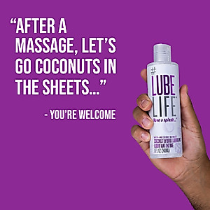 Lube Life Coconut Hybrid Lubricant, Water-Based & Coconut Oil Massage and Lube for Men, Women & Couples, 8 Fl Oz