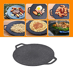 Korean BBQ Grill Pan, Aluminum Non Stick Korean Grill Pan, High Heat Conductivity Griddle Pan for Barbecue, Camping and Other Outdoor Activities (30cm)