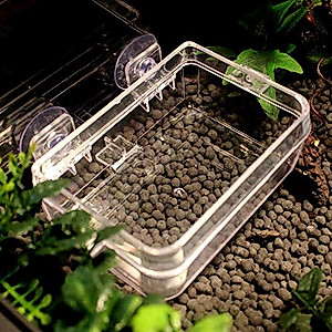 Hffheer Reptile Feeder Anti-Ese Amphibians Feeder Dish Food Water Bowl Translucent Feeding Basin with Suction Cup for Tortoise Gecko Snakes Lizard