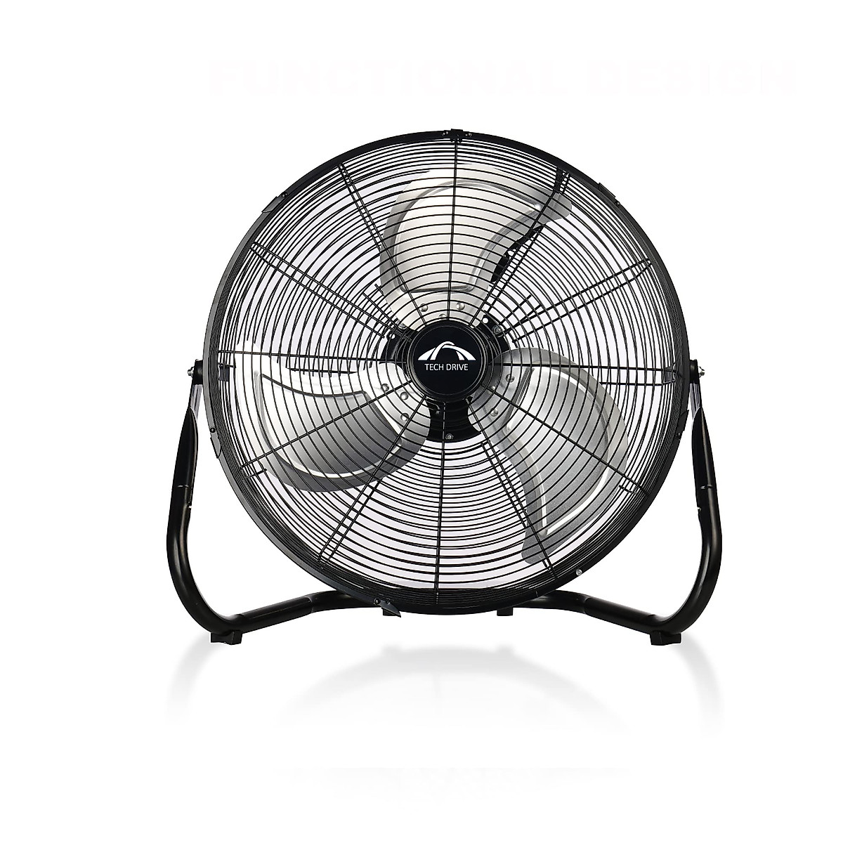 Tech Drive High Velocity Floor Fan,14 inch Heavy Duty Metal Industrial Fans,3 Powerful Speed,360° Adjustable Tilting and All Metal Construction,Black