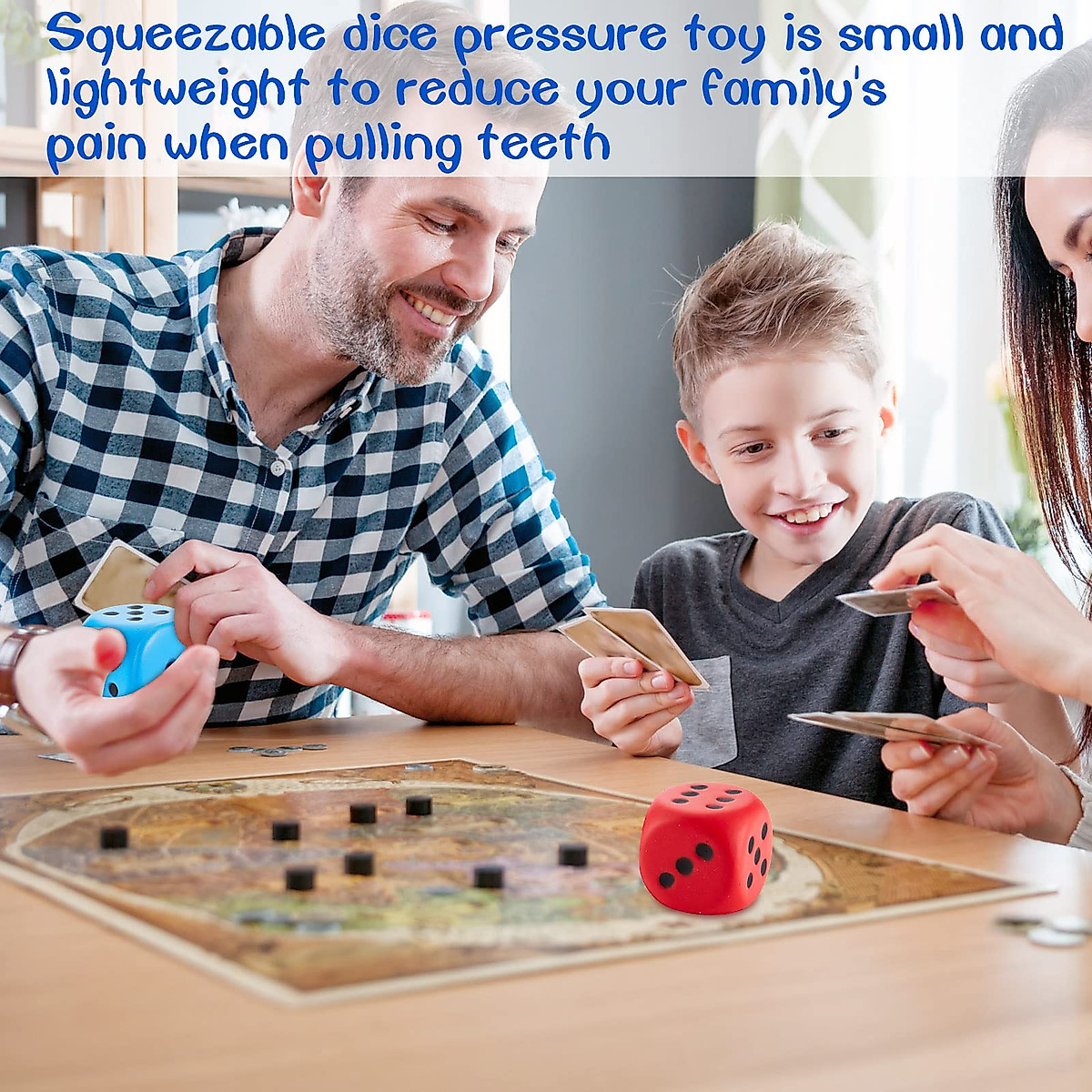 Zomiboo 2 Pcs Large Foam Dice Soft Jumbo Dot Dice Learning 6 Sided Foam Dice Fake Giant Dice Anxiety Relieve Dice Gifts for Christmas Stress Relief(Red, Blue,2.3 Inch)