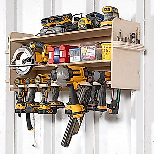 SHEDorize Tool Organizer - Cordless Tool Storage Made with Wood – Perfect Wall Mounted Power Tool Organizer - Great for Garages, Sheds, & Workshops - Fully Assembled (10" D x 40" W x 20" H)
