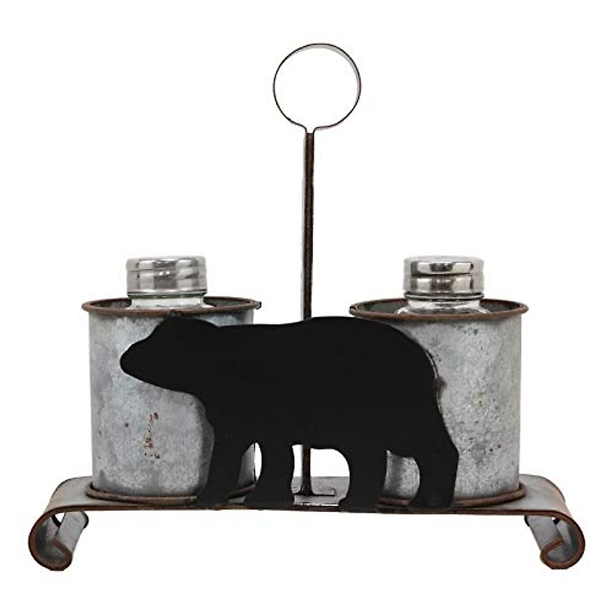 Set Of 1 Black Bear Salt And Pepper Shakers Holder Carrier Figurine