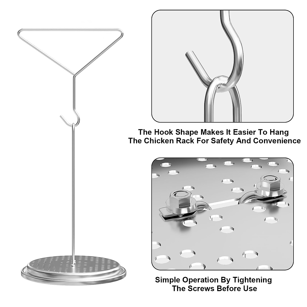 bbq777 Turkey Fryer Replacement Parts Accessory Kit for Deep Fry Pot Grill, for Deep Fryer Holder, Turkey Deep Fryer Hook, Turkey Fryer Hanger, Poultry Stainless Steel Frying Rack w/Aluminum Base