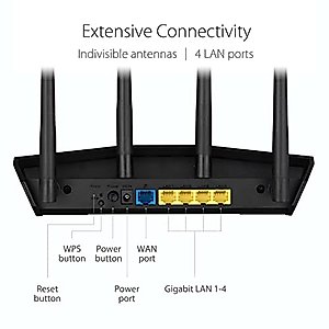 ASUS AX3000 WiFi 6 Router (RT-AX57) - Dual Band Gigabit Wireless Internet Router, Gaming & Streaming, AiMesh Compatible, Included Lifetime Internet Security, Parental Control, MU-MIMO, OFDMA