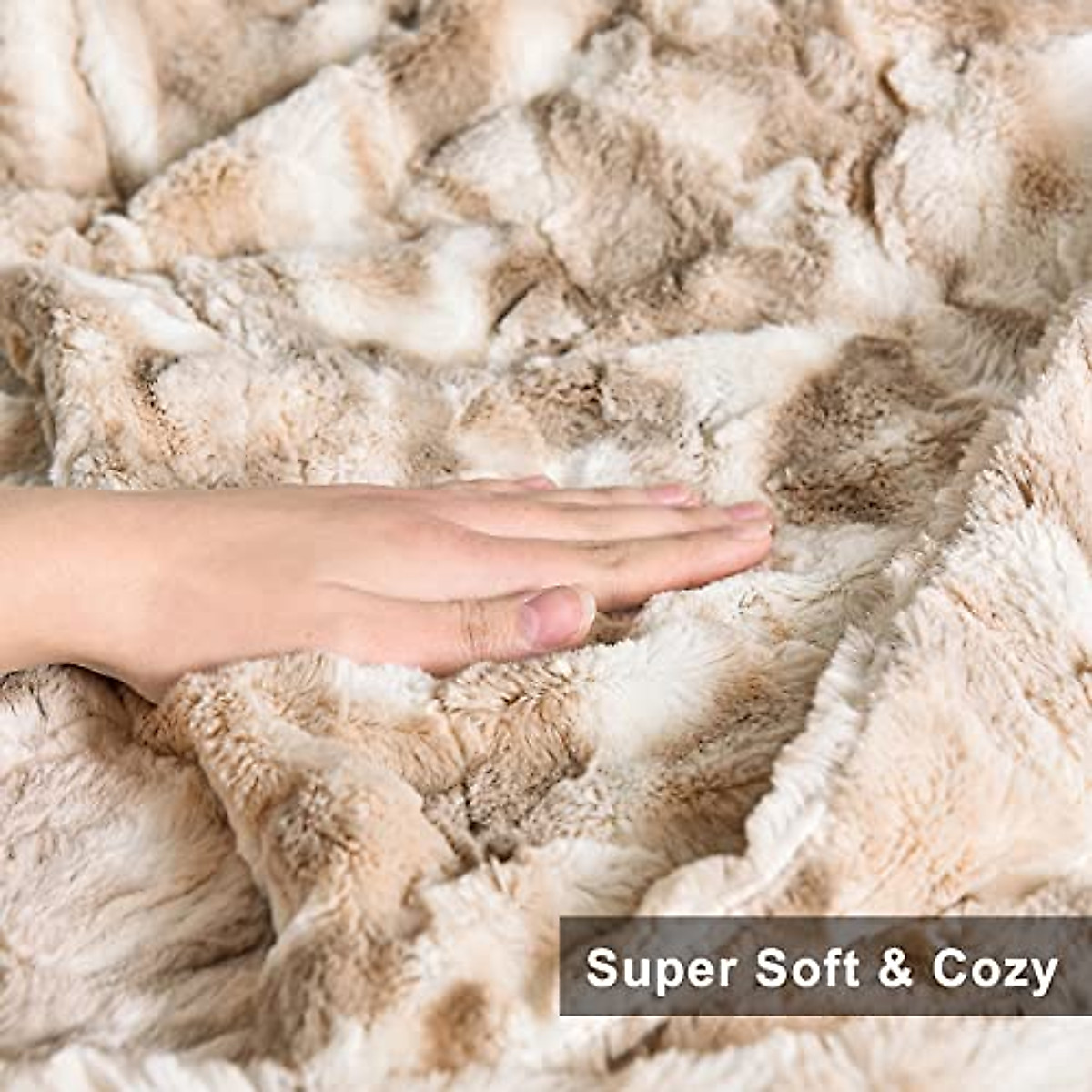Soft Throw Blanket, 50" x 60" Luxurious Warm Thick Fall Throw Blanket, Elegant Cozy Faux Fur Throw Blanket for Couch Bed and Sofa