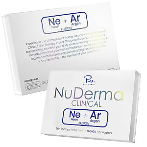 NuDerma Clinical Skin Therapy Wand - Portable Skin Therapy Machine w 6 Fusion Neon + Argon Wands – Anti Aging - Clarifying - Skin Tightening & Radiance - Wrinkle Reducing