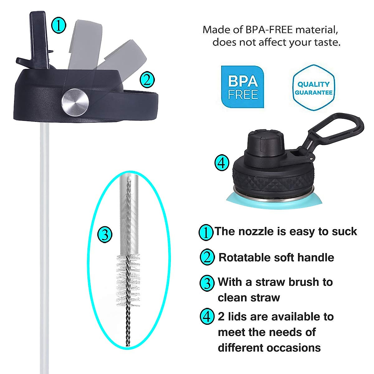 SENDESTAR Stainless Steel Wide Mouth Water Bottle 18oz Double Wall Vacuum Insulated Leak Proof Bottle with New Flex Straw Lid & Spout Lid