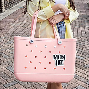 3PCS Bag Charms Compatible with Bogg Bags,Large Size Bag Insert Bag Accessories Compatible with Simply Southern Totes Charm Accessories for Beach Totes (Mom Life)