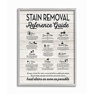 Stupell Industries Stain Removal Reference Guide Typography Grey Framed Wall Art, 11 x 14, Design by Artist Lettered and Lined