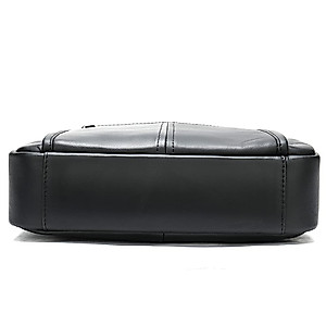 ND Genuine Leather Shoulder Messenger Bag for Men Adjustable Shoulders Sling Crossbody Bags for Travel Work Business Handbag (Black)