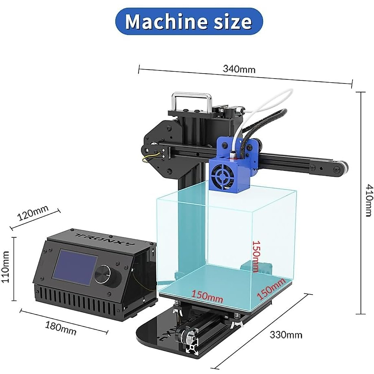 3D Printer Mini High Precision DIY 3D Printer Kit Print Size 150 * 150 * 150mm 1.75mm PLA with Resume Printing Function Auto Leveling