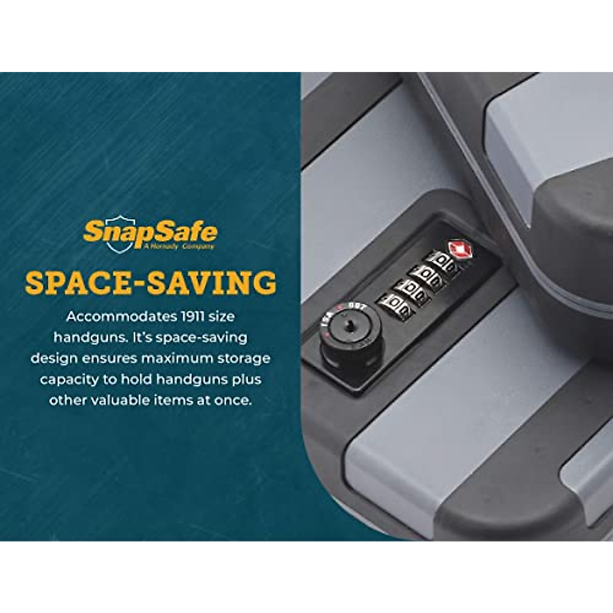 SnapSafe Treklite Combination Lock Box - Polycarbonate Portable and Lightweight Gun Lock Box - with Keyed Lock and Foam Lining - Ideal for Travel, TSA Approved - XL, Black, 10 x 7 x 2 Inches