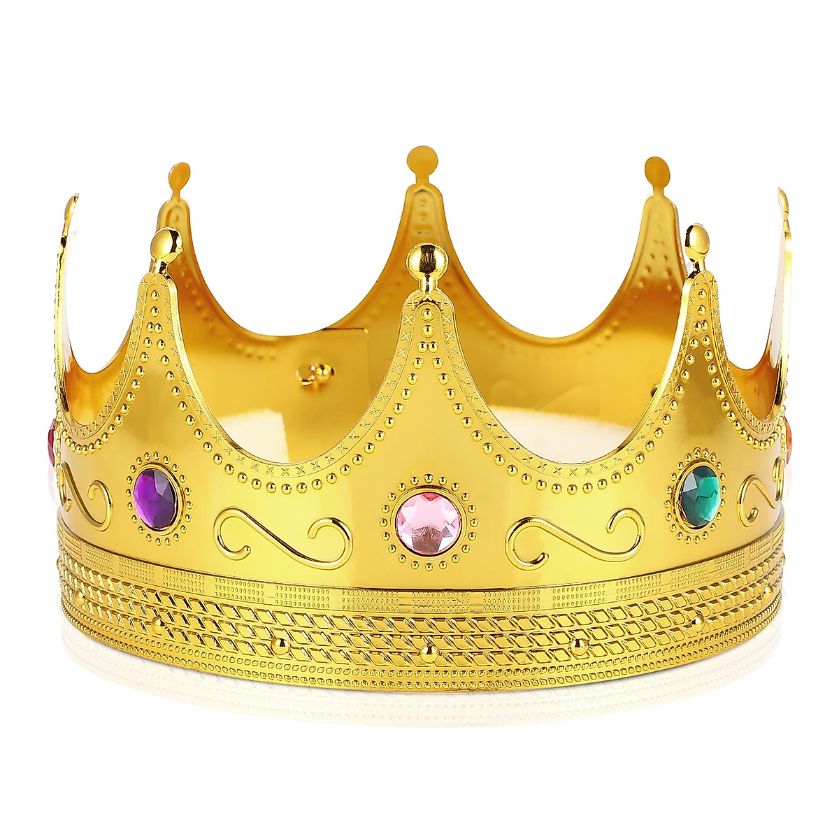 Tytroy Regal King Queen Prince Princess Gold Jeweled Plastic Crown for CostumeParty Birthday Halloween Theater Celebration Anniversary Parade Festival Carnival Mardi Gras or Home Business Decoration