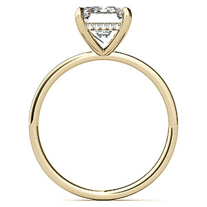 10K Solid Yellow Gold Handmade Engagement Ring 1 CT Emerald Cut Moissanite Diamond Solitaire Wedding/Bridal Ring for Women/Her Anniversary Ring Set (7)