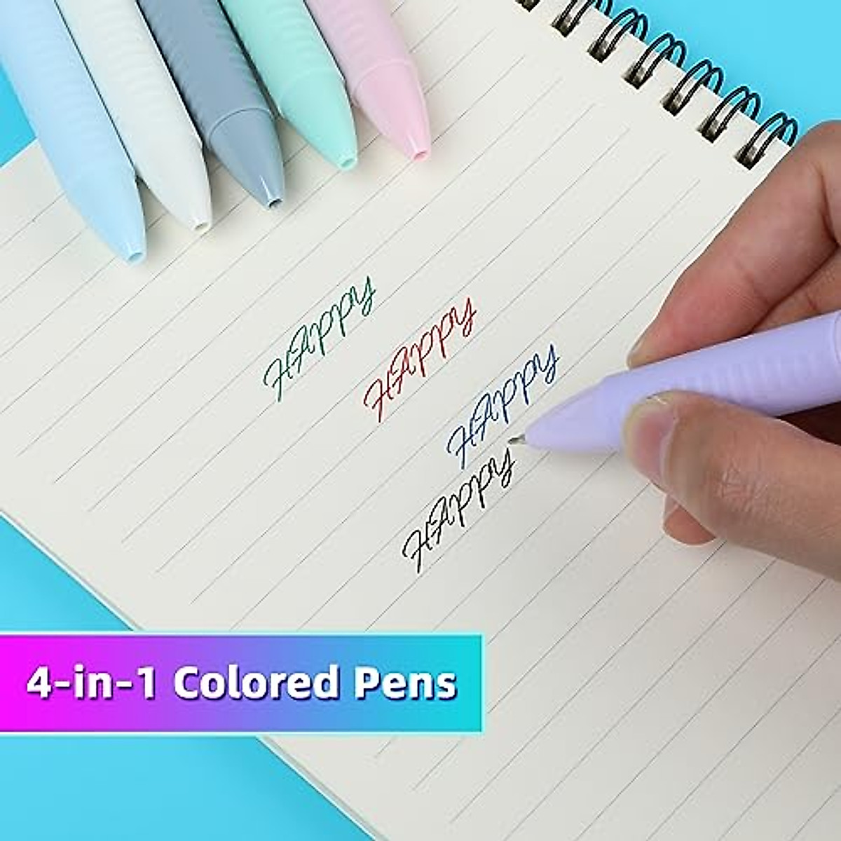 6 Pcs Multicolor Ballpoint Pens 0.5 mm 4-in-1 Colored Pens Color Changing Pen Retractable Nursing Pens Fine Point Ballpoint Pens for Office School Supplies