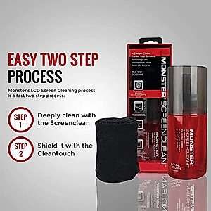 Monster 6.7 oz. Spray Screen Cleaner Kit with Microfiber Cloth for Electronic Devices – Ideal for LED, LCD, OLED, Smart TV, Computer Monitors, Laptops, iPad, and iPhone Screens