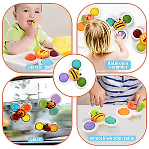 QIUXQIU 3PCS Suction Cup Spinner Toys for 1 2-Year-Old Boys Windmill Spinning Toys Baby Toys 12-18 Months Sensory Toys for Toddlers First Birthday Baby Gifts for 1-Year-Old Kids