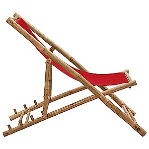 ULUYYUC Deck Chair,Beach Chairs Leisure Chairs Lawn Chairs Cafe Chairs Garden Chairs Recliner Chair Suitable for patios, Pools, Parties and porches Bamboo and Canvas Red