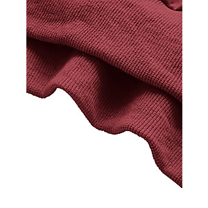 Verdusa Women's Long Sleeve Drop Shoulder Drawstring Crop Hoodie Sweatshirt Wine Red M