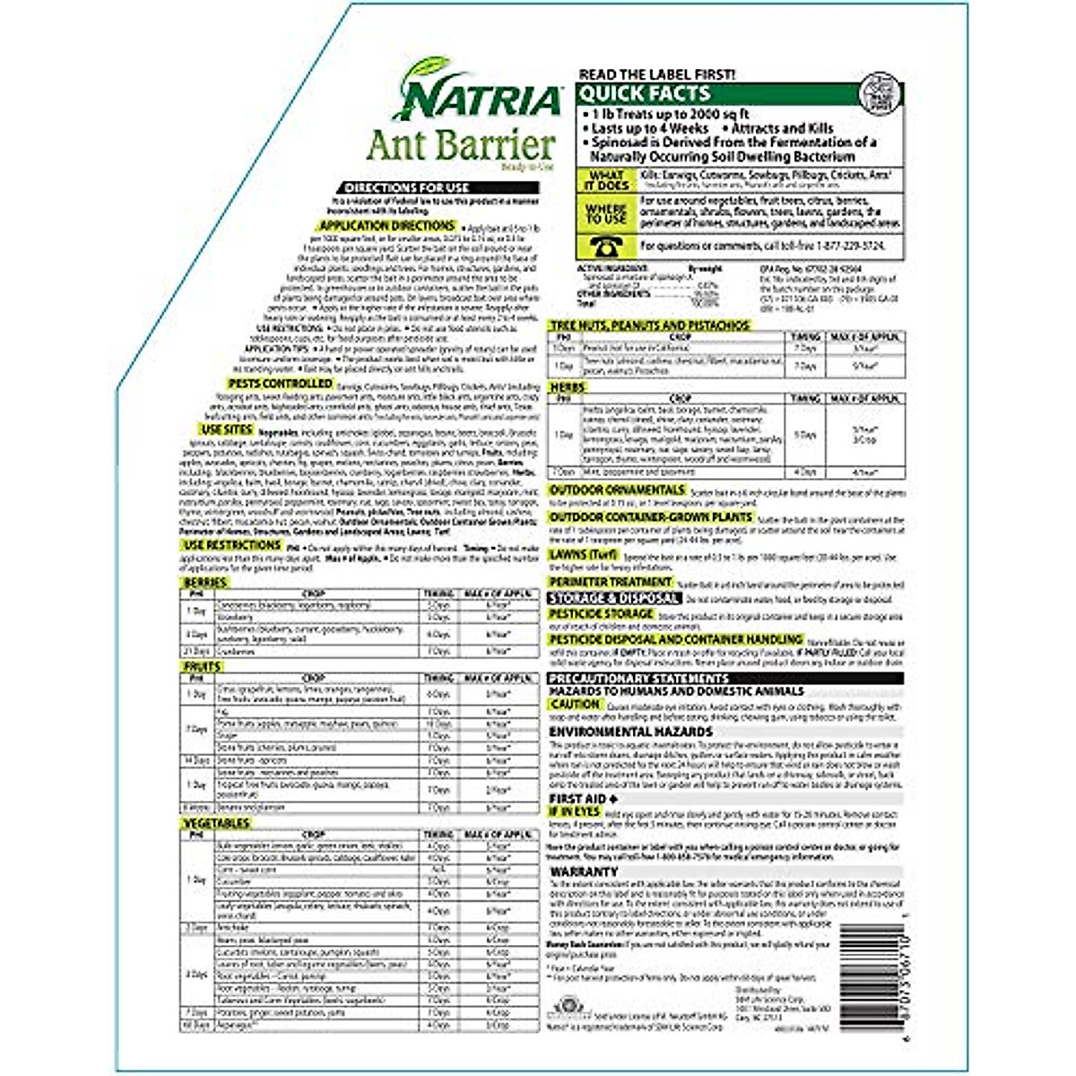 Natria 706710D Ant Barrier Insect Killer for Organic Gardening, Granules