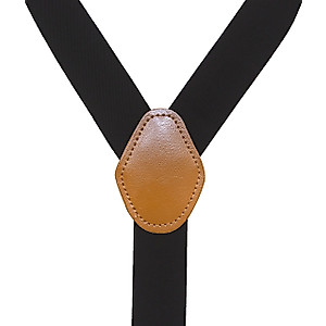 Cedrainy Suspenders for Men 3 Swivel Hooks 1.4 Inch Wide Adjustable Elastic Braces with Heavy Duty Belt Loops (Black)