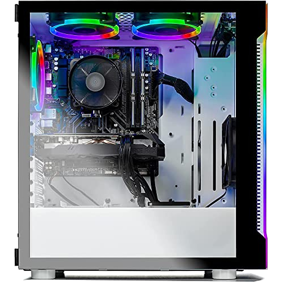 Skytech Gaming Archangel Gaming Computer PC Desktop – Ryzen 5 5600X 3.7GHz, RTX 3060 TI 8G, 1TB NVMe SSD, 16GB DDR4 3200MHz, RGB Fans, Windows 10 Home 64-bit, 802.11AC Wi-Fi, White