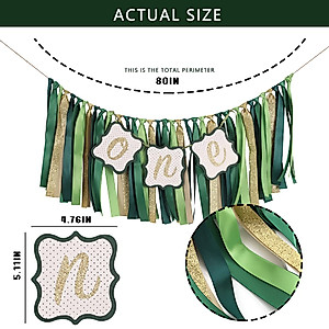 Wild One Birthday High Chair Banner - Boy Girl Jungle Theme Cake Smash Photo Shoot Backdrop - 1st Birthday Decor (WILD ONE GREEN)