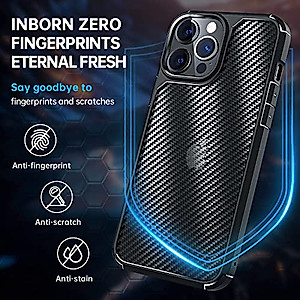 Facbiny Compatible with iPhone 13 Pro Max Case, Carbon Fiber Series [Military Grade Drop Tested], Anti Fingerprints & Scratch, Translucent Slim Fit Shockproof Phone Case 6.7", Black