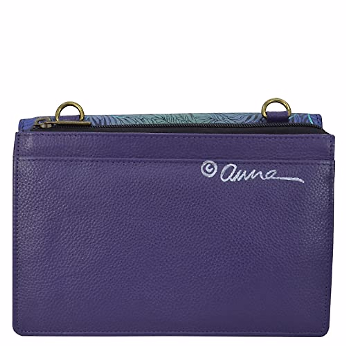 Anna by Anuschka Women's Hand-Painted Genuine Leather 4-In-1 Organizer Crossbody/Belt Bag/Clutch/Writlest - Elephant Family