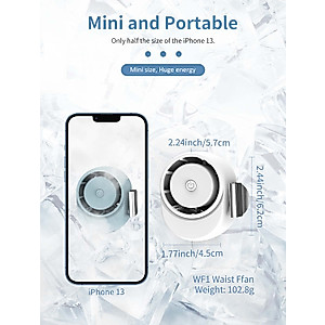 KENSUKA Waist Fan WF1, Mini Under Shirt Fan with Belt Clip, Portable USB Rechargeable Personal Fan with 3-Speed Control, 360° Rotation for Outdoor Work, Sports, Cycling, Hiking, Gardening