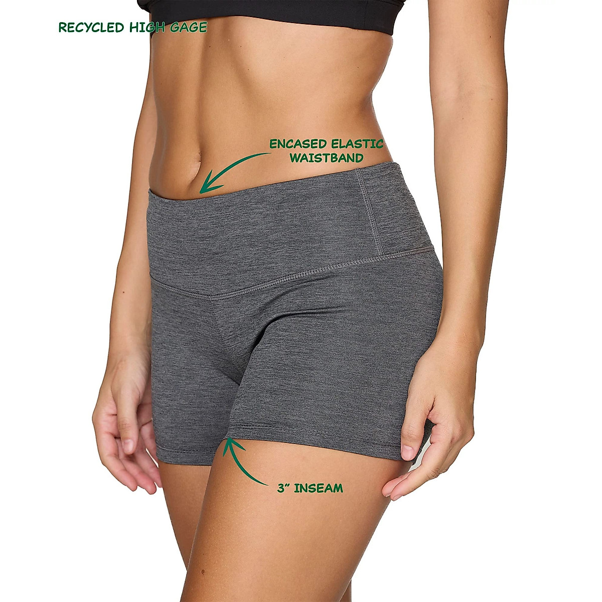 EAFW Women's Ablaze Eco-Friendly Recycled Polyester 3" Bike Short (Heather Charcoal, Small)