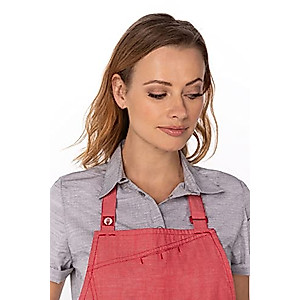 Chef Works Unisex Medford Short Bib Apron, Coral, One Size