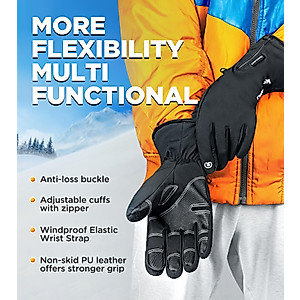 UMEWARM -10℉ Winter Gloves for Cold Weather Made with 3M Insulation, 5-Layer Fabric Snow Ski Gloves Women Men, Windproof & Waterproof Gloves for Men, 10 Touchscreen Fingers Thermal Gloves