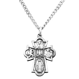 Rosemarie Collections Small Religious Four Way Cross Pendant Necklace 18"