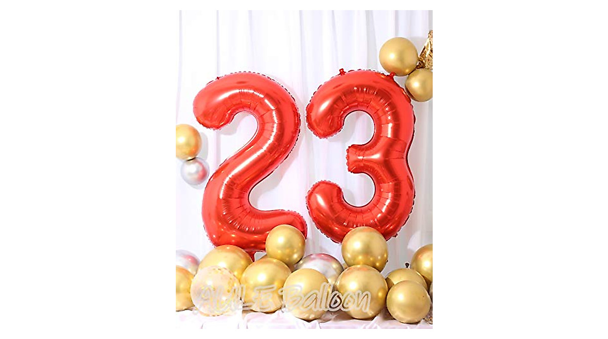 Big Red 23 Year Balloons for Birthday & Anniversary Decorations