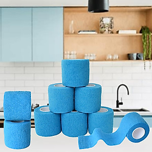 Gondiane 9 Pack 2" x 5 Yards Self Adhesive Bandage Wrap Self Stick Wrap for Ankle, Wrist, Finger, Sports, Breathable Cohesive Vet Tape for Pets (Light Blue)