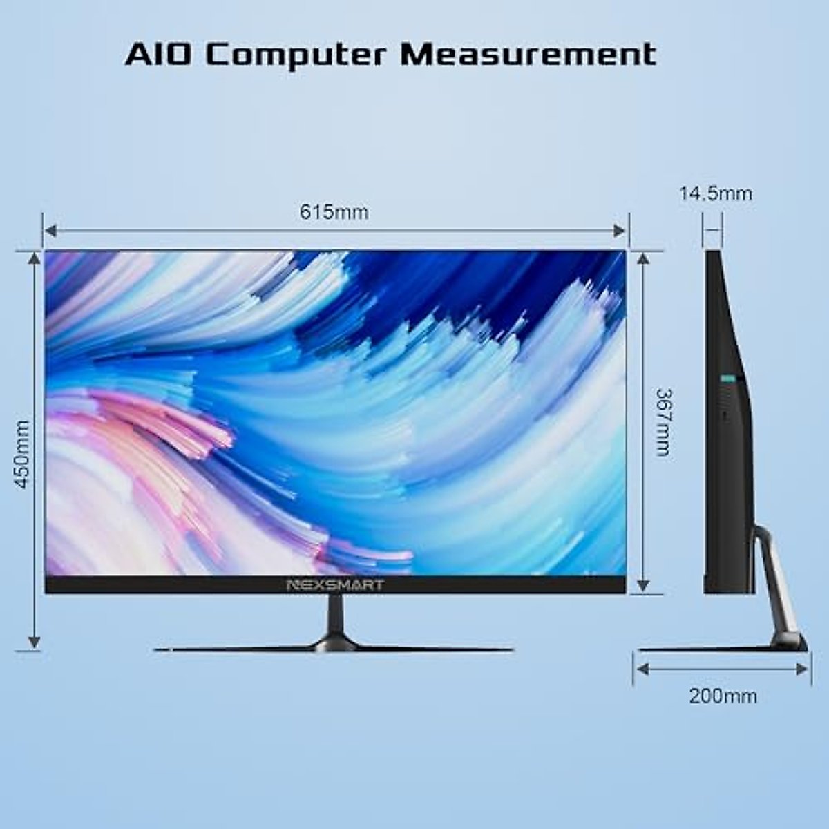 27 Inch All in One Desktop PC Intel Celeron N5095 Desktop Computer 8GB RAM 512GB ROM SSD Full HD IPS Display Computer with Dual WiFi Bluetooth 5.0 Keyboard and Mouse USB3.0