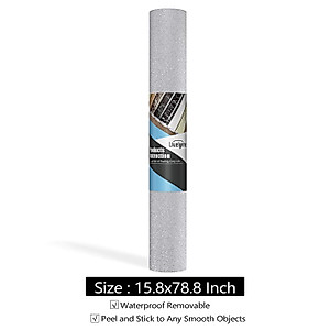 Livelynine Glitter Wallpaper Stick and Peel Glitter Contact Paper for Walls Dresser Counters Crafts Self Adhesive Silver Wall Paper Decor Removable Waterproof White Glitter Vinyl Cardstock 15.8x78.8